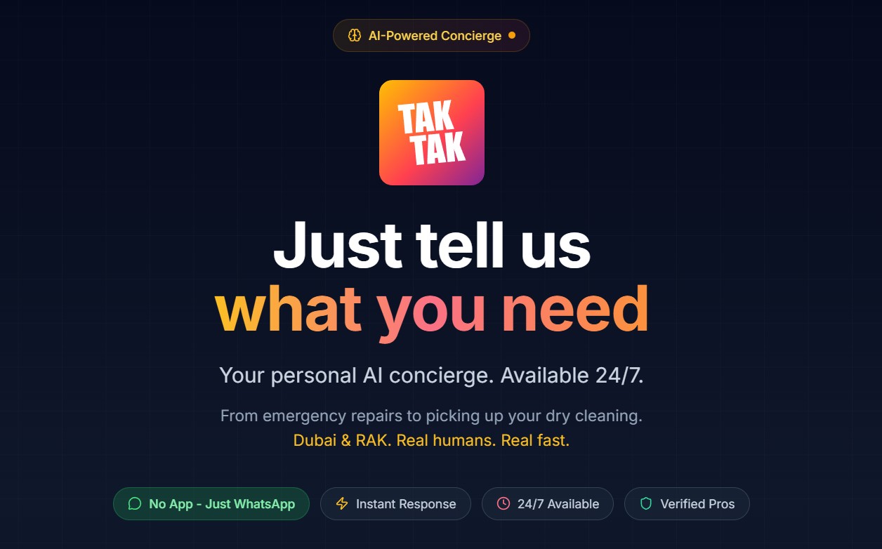 TAK TAK - Professional Services in Dubai & RAK | Available 24/7